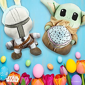 STAR WARS 2PC Easter 6" Mandalorian & Grogu Squeaker Pet Toys |Set of Two Plush Squeaker Easter Pet Toys | Pair Toys for Dogs Easter Stuffed Mandalorian & The Chil