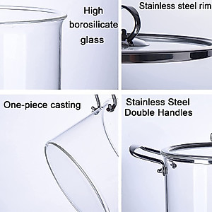 LJYT Glass Saucepan, Transparent Borosilicate Stovetop Cooking Pot with Lid and Handle Nonstick Sauce Pot for Noodles Chocolate (Color : Clear, Size : 5L)