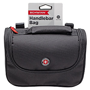 Schwinn Bike Handlebar Bag, Easy to Install, Front Bag Mounted Bicycle Accessories, Waterproof and Zippered, Black