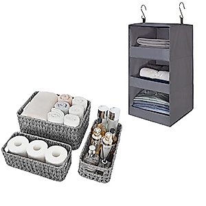 GRANNY SAYS Bundle of 1-Pack Hanging Organizer & 3-Pack Wicker Storage Baskets