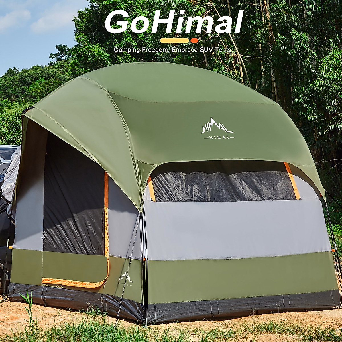 GoHimal SUV Tent for Camping, Waterproof PU3000mm Spacious Double Layer Design for 5-8 Person, Includes Rainfly and Storage Bag, 8FT L x 8FT W x 7.2FT H