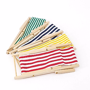 STOBOK 1:12 Mini Wooden Beach Chair, Miniature Beach Chair Longue Deck Chair Mini Beach Chairs Mini House Furniture Miniature Adornments for Craft Dollhouse Accessories