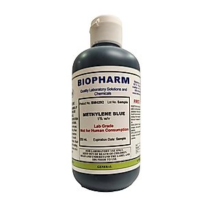 Methylene Blue 1% Aqueous Solution (for Lab Use Only — Not for Human Consumption) — 250 mL — Convenient Dispensing Cap