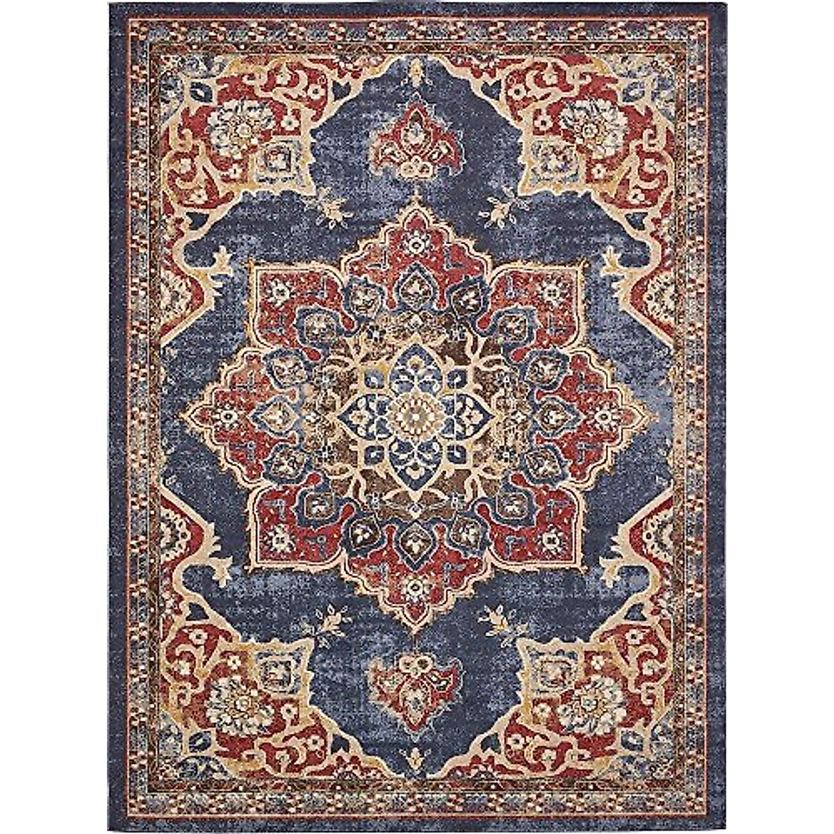 Unique Loom Utopia Collection Traditional Classic Vintage Inspired Area Rug with Warm Hues, 9 ft x 12 ft, Navy Blue/Burgundy