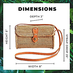 Rattan Bags for Women - Handmade Wicker Woven Purse Handbag Circle Boho Bag Bali