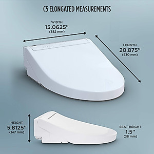 TOTO SW3084#01 WASHLET C5 Electronic Bidet Toilet Seat with PREMIST and EWATER+ Wand Cleaning, Elongated, Cotton White