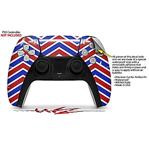 WraptorSkinz Skin Wrap compatible with Sony PS5 DualSense Controller Zig Zag Red White and Blue (CONTROLLER NOT INCLUDED)
