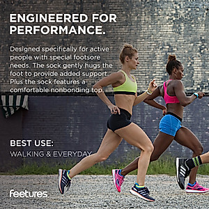 Feetures Therapeutic Cushion Crew- Diabetic Compression Socks for Men & Women, Moisture Wicking- Medium, Black