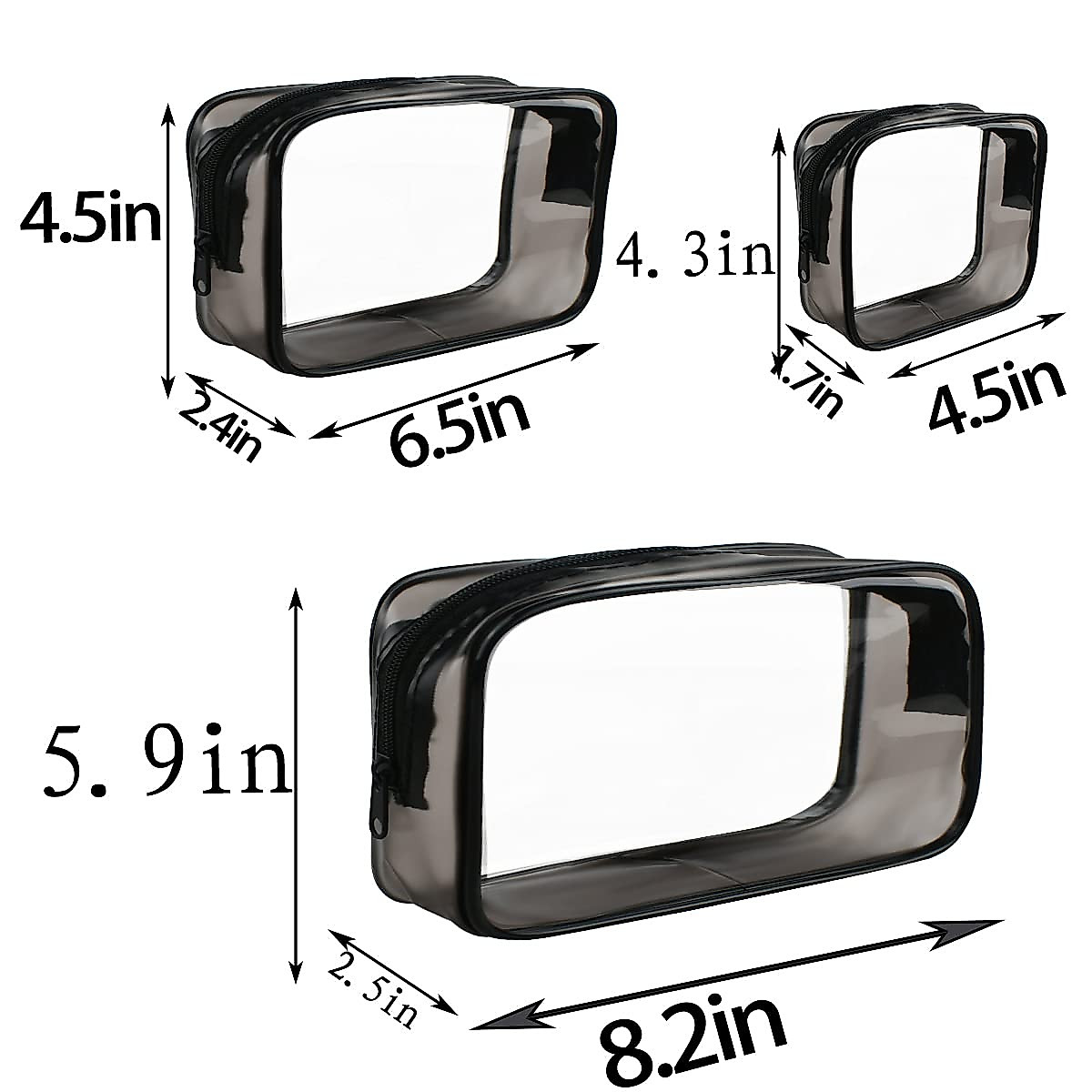 4 Pack Clear Cosmetic bag for travel Clear Toiletry Makeup Bags Tsa Approved Pouch Carry on Airport Airline Compliant Bags Portable Pvc Waterproof Bags with Zipper for Women Quart Size Bags Set