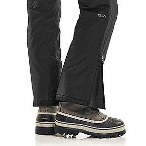 TSLA Women's Winter Snow Bibs, Waterproof Insulated Snowboard Overalls, Ripstop Ski Pants, Winter Snow Bib Black, X-Large