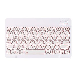 INI Totetype Portable Bluetooth 7-Color Backlit Keyboard for 10.2 (9th 8th 7th Generation), 9.7 Inch iPad, 10.9 iPad Air 5, 4th Gen, iPad Pro 11 12.9, iPad Mini, Android Windows All Tablet - White