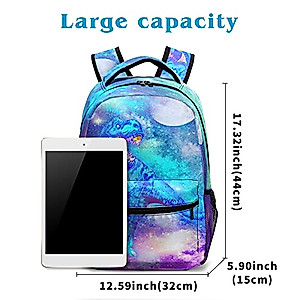 Dacawin Toddler Backpack for Boys Girls Blue Space Tyrannosaurus Rex Backpacks for School Galactic Giant Dinosaur Fantasy Bookbag Cute Lightweight Travel Bag