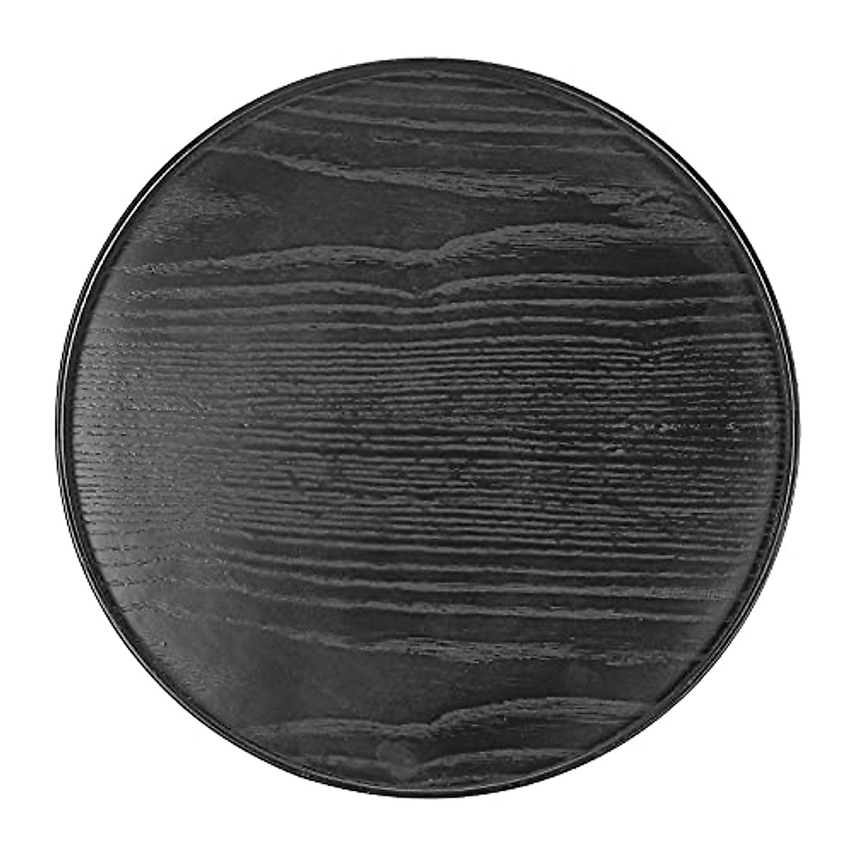 Round Solid Wood Serving Tray Large Tea Coffee Table Snack Food Meals Serving Plate Non-Slip Kitchen Party Bar Server Breakfast Tray with Raised Edges (13inch/33cm) Black