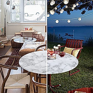 Round Table Cloth, Suitable for Dining Tables, self-Service Parties and Camping, Fit for 52" Table