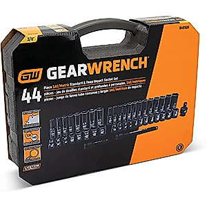 GEARWRENCH 44 Pc. 3/8" Drive 6 Point Standard & Deep Impact SAE/Metric Socket Set - 84916N