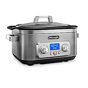 De'Longhi Livenza 7-in-1 Multi-Cooker Programmable SlowCooker, Bake, Brown, Saute, Rice, Steamer & Warmer, Easy to Use and Clean, Nonstick Dishwasher Safe Pot, (6-Quart), Stainless Steel