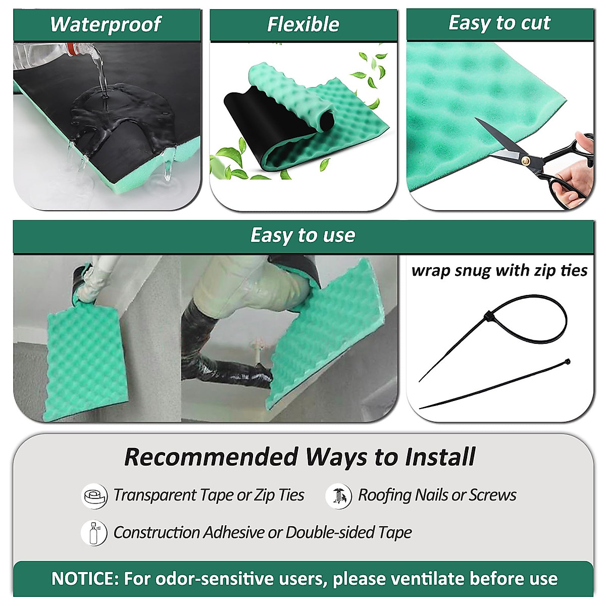 BXI Double Noise Blocker Sound Proof Foam, 39.4 X 13.4 X 1 Inch Egg Crate Foam Rubber Sound Deadening Material, Sound Dampening Acoustic Foam Panels for HVAC, Pipe, Machine, Window, Wall, Door