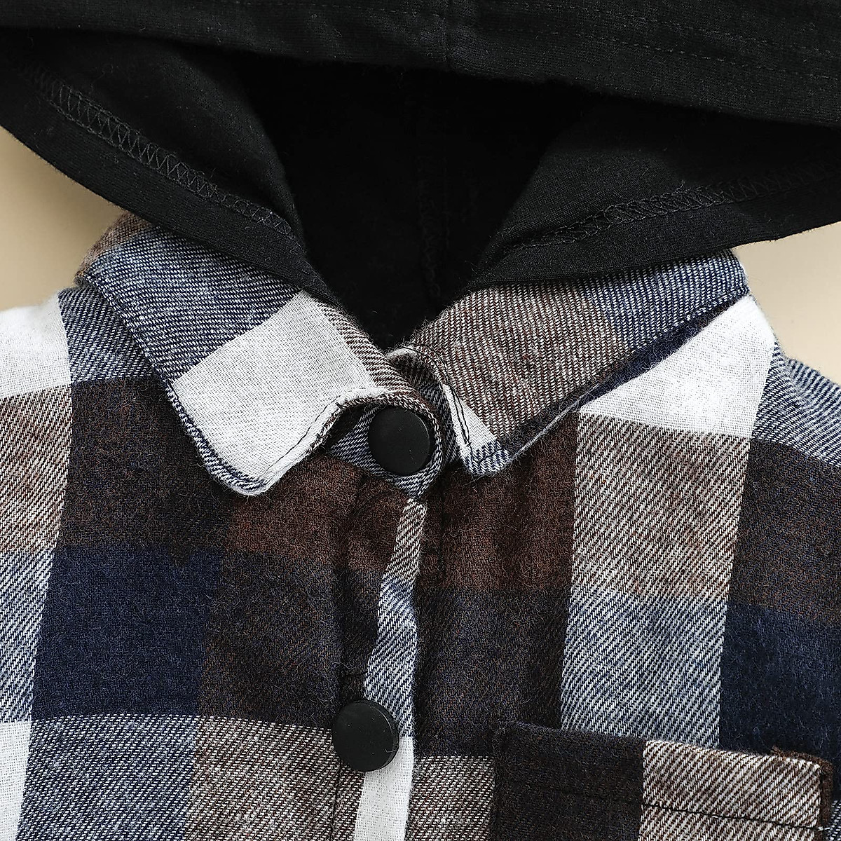 Kids Little Boys Girls Baby Long Sleeve Button Down Hooded Plaid Shirt Red Plaid Flannel Outfits (Coffee, Tag 80, US 6-12 Months)