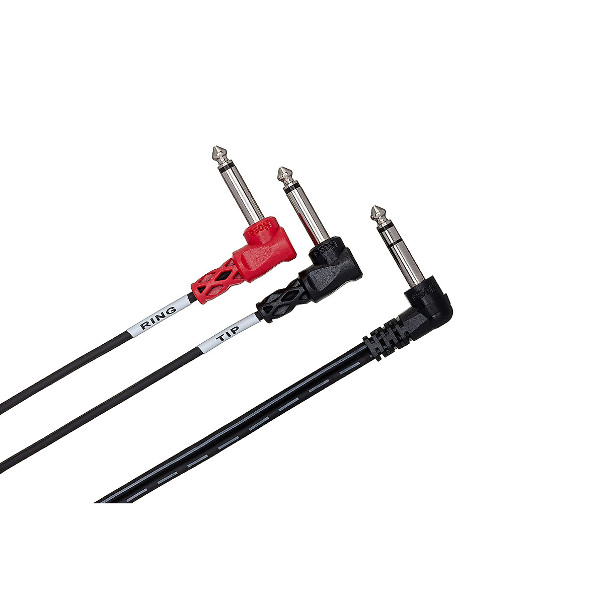 HOSA STP-201RR Right Angle 1/4" TRS to Dual Right Angle 1/4" TS Insert Cable,1 Meter Black & YPP-136 1/4" TRSF to Dual 1/4" TS Stereo Breakout Cable