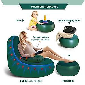 Inflatable Couch,Blow Up Chair,Portable Lounger Chair,Inflatable Chair with Armrest ＆Cup Holder,Inflatable Furniture for Camping,Fishing,Party,Beach,Sunbathing,Hiking