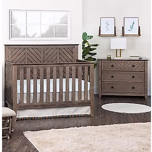 Child Craft Atwood Crib and Dresser Nursery Set, 2-Piece, Includes 4-in-1 Convertible Crib and 3-Drawer Dresser, Grows with Your Baby (Cocoa Bean Brown)