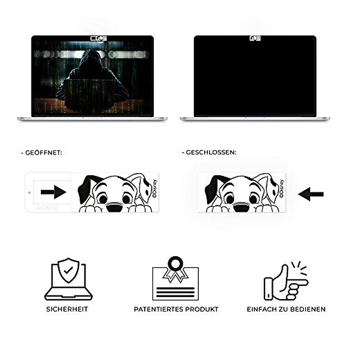 ERT GROUP Original and Officially Licensed by Disney Webcam Cover, Pattern Dalmatian 001, Privise Sliding Camera Cover for Laptop, Computer and Tablet, Security Products