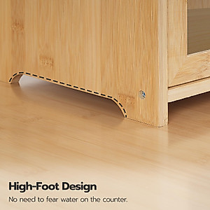 HOOBRO Bread Box, Bamboo Bread Box for Kitchen Countertop, 2 Tier Roll-Top Bread Bin, Food Storage Box, Large Capacity Keeper, Wooden Storage Cabinet, for Kitchen, Dining Room, Natural YL13MB01