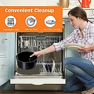 Air Fryer Cake Pan, 2pcs 6 Inch Baking Pans For Air Fryer, Air Fryer Pans Accessories For Most Brands Of Air Fryer & Oven & Instant Pot, Non-Stick Dishwasher Safe, Universal, Black