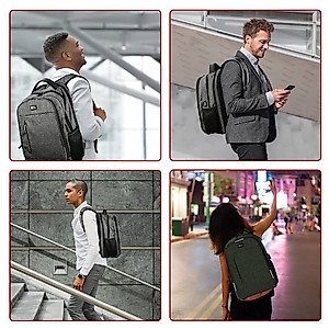 Anti-Theft Travel Laptop Backpack - 15.6 Inch Water Repellent Work Bookbag with USB Charging Port - Durable College School Casual Daypack Fits 15.6 Inch Laptop for Men/Women Black