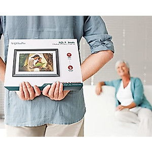 FRAMEO 10.1 Inch Digital Picture Frame WiFi, Smart Digital Photo Frame with 1280x800 IPS Touch Screen Display, Built-in 16GB Storage, Auto-Rotate, Easy Setup, Share Photos and Videos via Frameo App