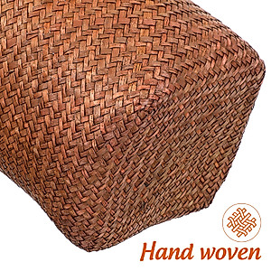 Gadpiparty Straw Woven Wastebasket Wicker Trash Can Round Rattan Waste Basket Sundries Storage Basket Garbage Container Bin for Bedroom Bathroom Offices Home, Size S