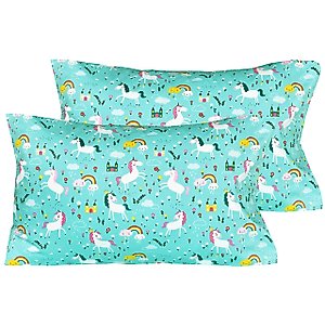 J-pinno Unicorn Rainbow Green Cute Cartoon Pillowcase 100% Natural Cotton 20" X 30" for Kids Toddler Boys Girls Bedding Decoration (21)