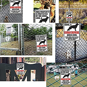 FENGYIN ART, German Shepherd Warning Signs, Beware of German Shepherd Sign, beware dog sign,PreDrilled Holes for Easy Mounting TP200104, 8x12 In