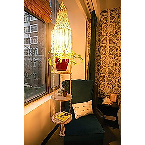 MAKEONEWO Macrame Wall Hanging Shelf - Upgrade Haning Plant Shelf Indoor Planter Holder Boho Macrame Plant Hanger for Bedroom, 2 Set