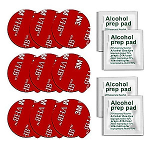 pop-tech 9 Pack Sticky Adhesive Replacement for Socket Mount Base, VHB 3M Sticker Pads for Phone Collapsible Grip & Stand Back - 9pcs 35mm Double Sided Tapes & 4pcs Alcohol Prep Pads