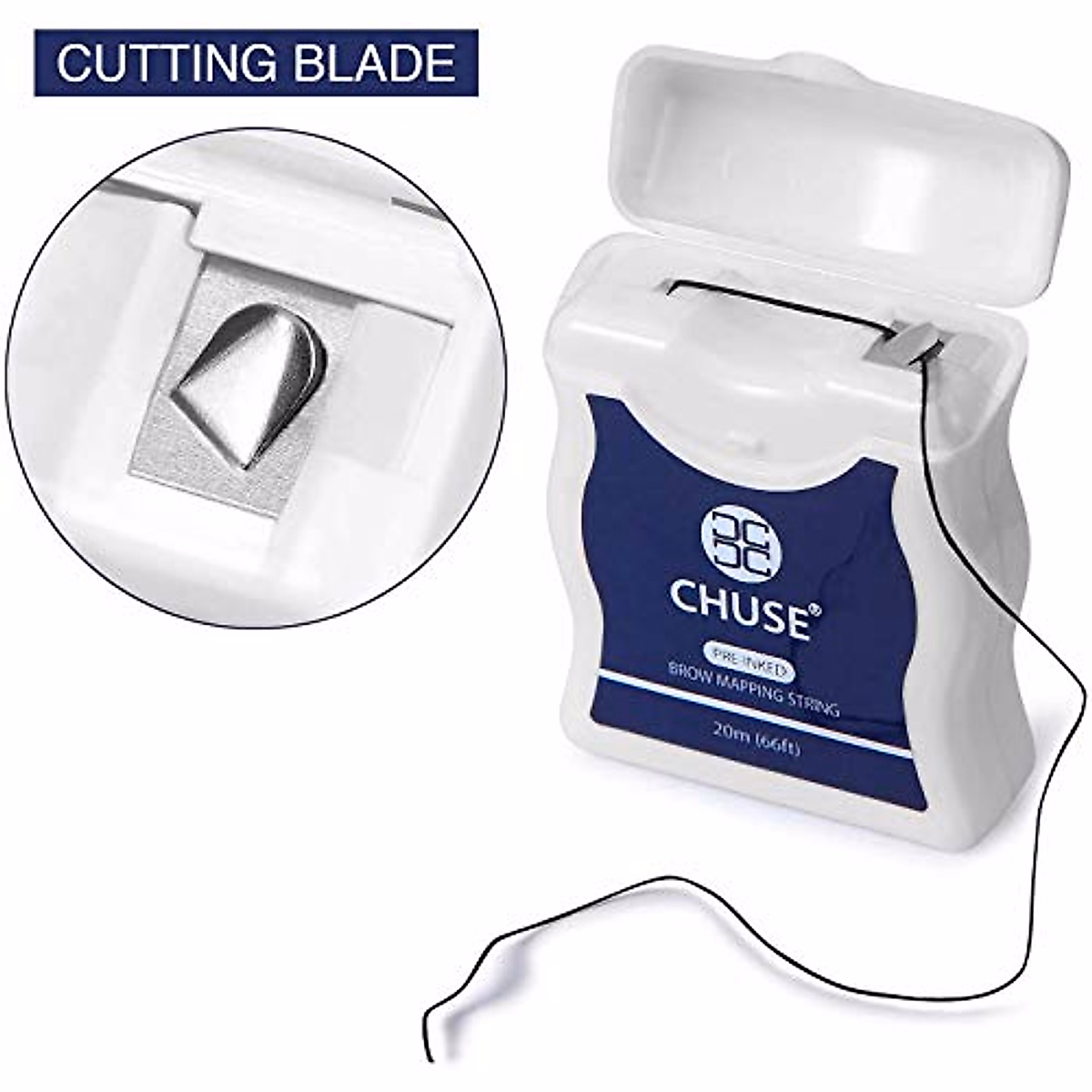 CHUSE Brow Mapping String for Microblading - Pre-Inked - 66ft (20m) -1 mm Fine Bamboo Charcoal Thread