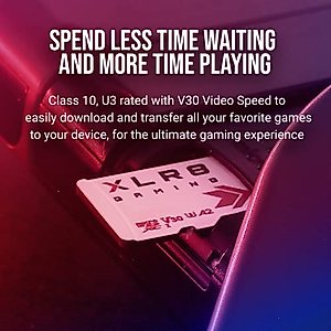 PNY XLR8 512GB Gaming Class 10 U3 V30 microSDXC Flash Memory Card - 100MB/s, Class 10, U3, V30, A2, 4K UHD, Full HD, UHS-I, micro SD