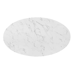 Modway Tupelo Oval Artificial Marble 48" Dining Table, 48 Inch, Gold White