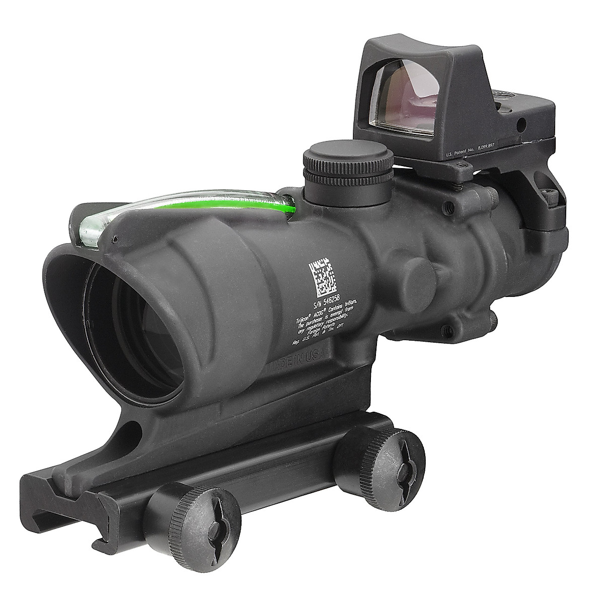 Trijicon 4x32mm ACOG Dual Illumination Green Chevron .223 Reticle 3.25 MOA RMR Sight TA51 Mount Black Optics