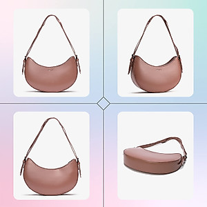 Keyli Shoulder Bag for Women Christmas Gift Fashion Plain Weave Mini Purse Zipper Closure Shoulder Purses Tote Bags Clutch Adjustable Double Straps Tote Handbags Top-Handler Bag Brown