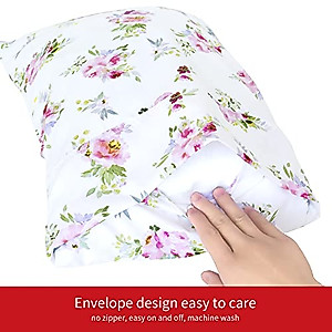 Toddler Pillow Case 2 Pack, Travel Pillow Case Purple Flower for Girls, Envelope Closure Small Pillow Cases 14''x20'', 100% Soft Microfiber, Machine Washable Travel Pillow Case Cover