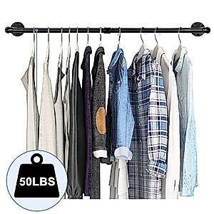 Neala Industrial Pipe Clothing Rack Set 31.5 Inches Black Iron Garment Rack 2 pack Multifunction Hanging Clothing Rod for Storage Retail Display Wall or Ceiling Mount in Bathroom Bedroom and Balcony