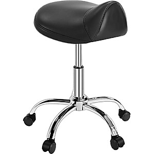 Ergonomic Saddle Stool/Professional Saddle Chair-Adjustable Stool with Wheels,Heavy-Duty Saddle Stool Rolling Chair for Clinic Dentist Spa Massage Salons Studio Tattoo
