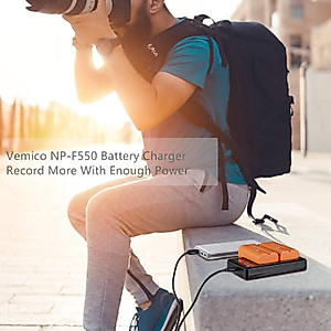 Vemico NP-F550 Battery Charger Kit with 3000mah F570 Batteries 2 Pack, 2-Slot USB-C Charger for NP F970/F960/F750/F570/F530/F33