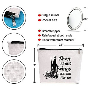 GevGuxLuo Friends Gift for Women, Inspirational Birthday Christmas Gifts for Her Best Friend Bestie Sister, Never Let Your Wings Be Stolen from You, Makeup Bag