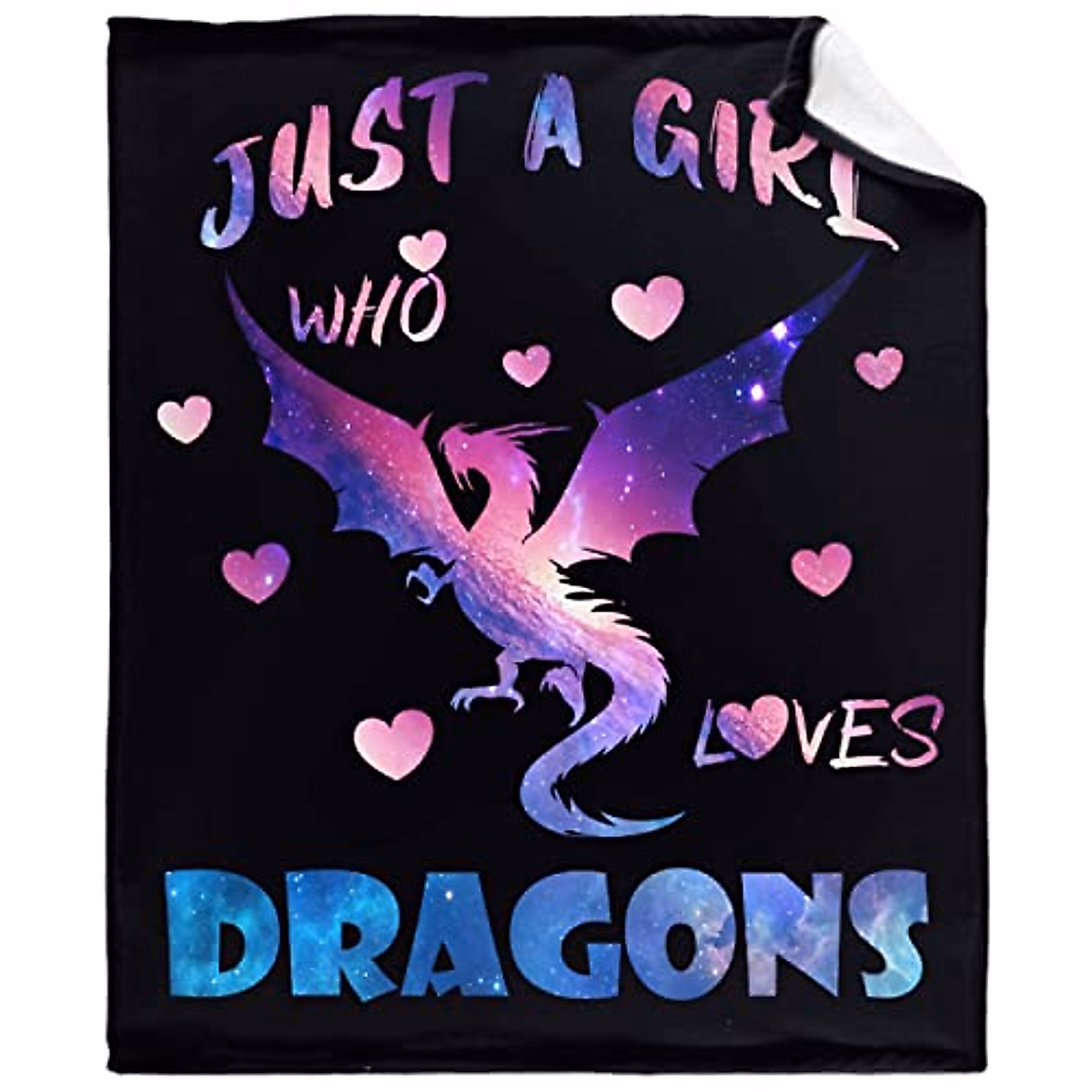 Just A Girl Who Loves Dragons Blanket Flannel Fleece Throw Blanket Microfiber Lightweight Soft Cozy for Couch Sofa Bed All Season Personalized Gift to Girls Women 80"x60" for Adult