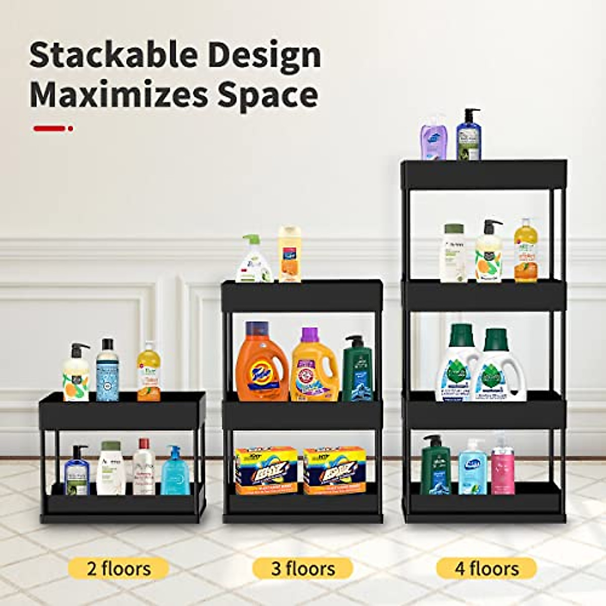Under Sink Organizers 2 Pack, 2 Tier Sliding Under Bathroom Cabinet Storage Drawer Organizer with Hooks, Hanging Cup, Dividers for Bathroom, Kitchen Multi-Purpose, Under Sink Organizers and Storage