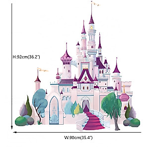 Runtoo Large Castle Wall Art Decals for Girls Bedroom Princess Wall Stickers Nursery Kids Home Decor