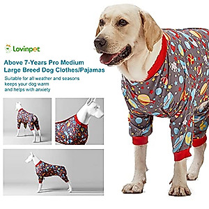 LovinPet Large Dog Pajamas: Large Breed Pitbull/Boxer/Labrador/Doberman, Lightweight Onesie,Space-Travel Grey Print,Post Surgery Shirt,UV Protection,Pet Anxiety Relief,Wound Care for Large Dog/Medium