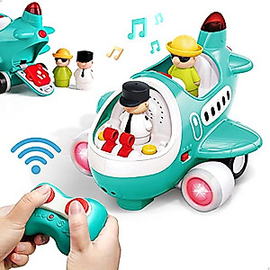 iPlay, iLearn Remote Control Airplane Toys 2 Year Old Boy Gift, Cool RC Plane Toy Toddlers 2 3 4, Baby Music Helicopter W/Light Sound, Fun Birthday Present for Two Years 18 Month Kids Girls Children